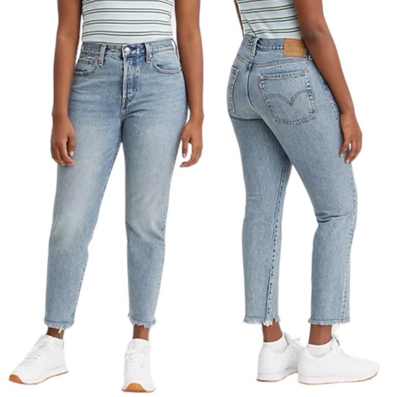 Levi's | Jeans | Levis Premium Quality Denim Frayed Hem High Waisted Wedgie Icon Fit Ankle Jeans ...